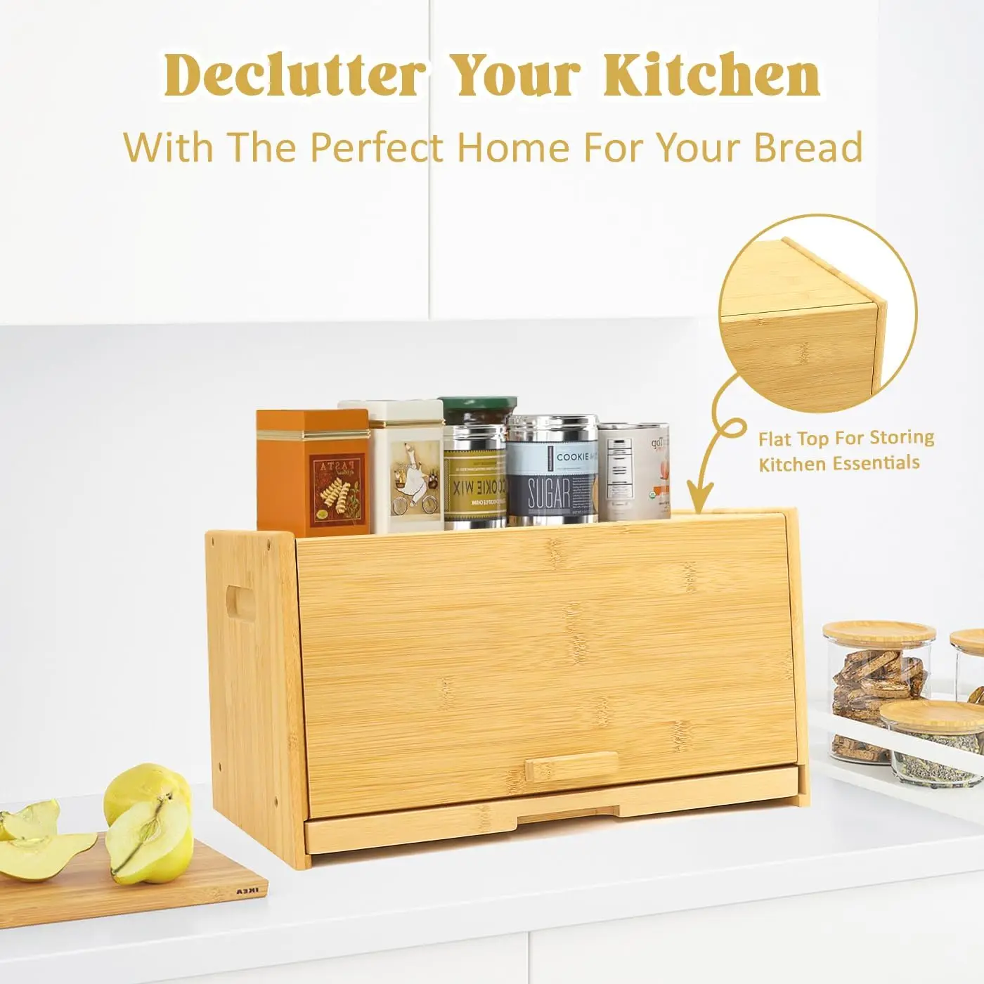 Modern Farmhouse Bamboo Bread Storage Container Polygonal Kitchen ...