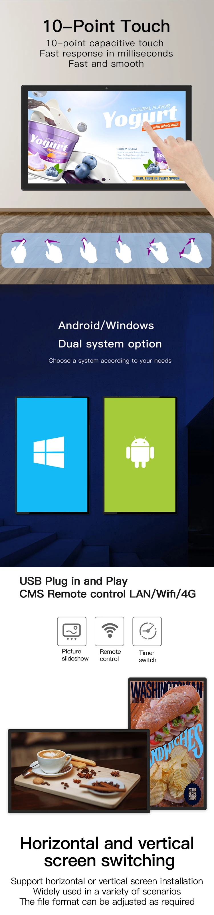 24 Inch Quad Core Digital Signage Advertising Android Tablet 24 Inch ...