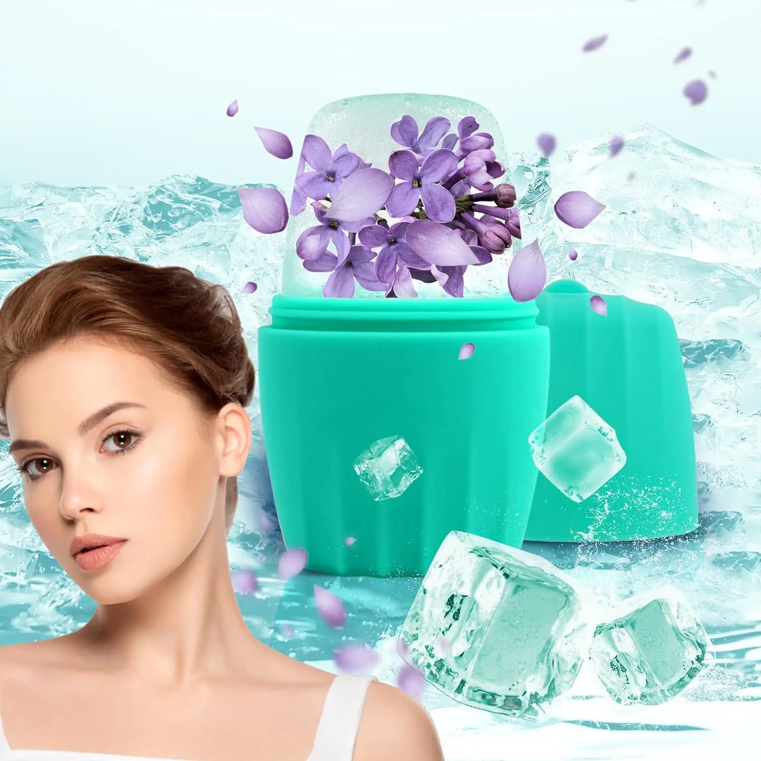 Reusable Face Roller Skin Care Freezer Silicone Ice Roller Facial Ice ...