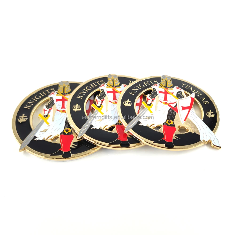 Knights Templar Sword Warrior Car Emblem – 3" Round Masonic Auto Emblem ...