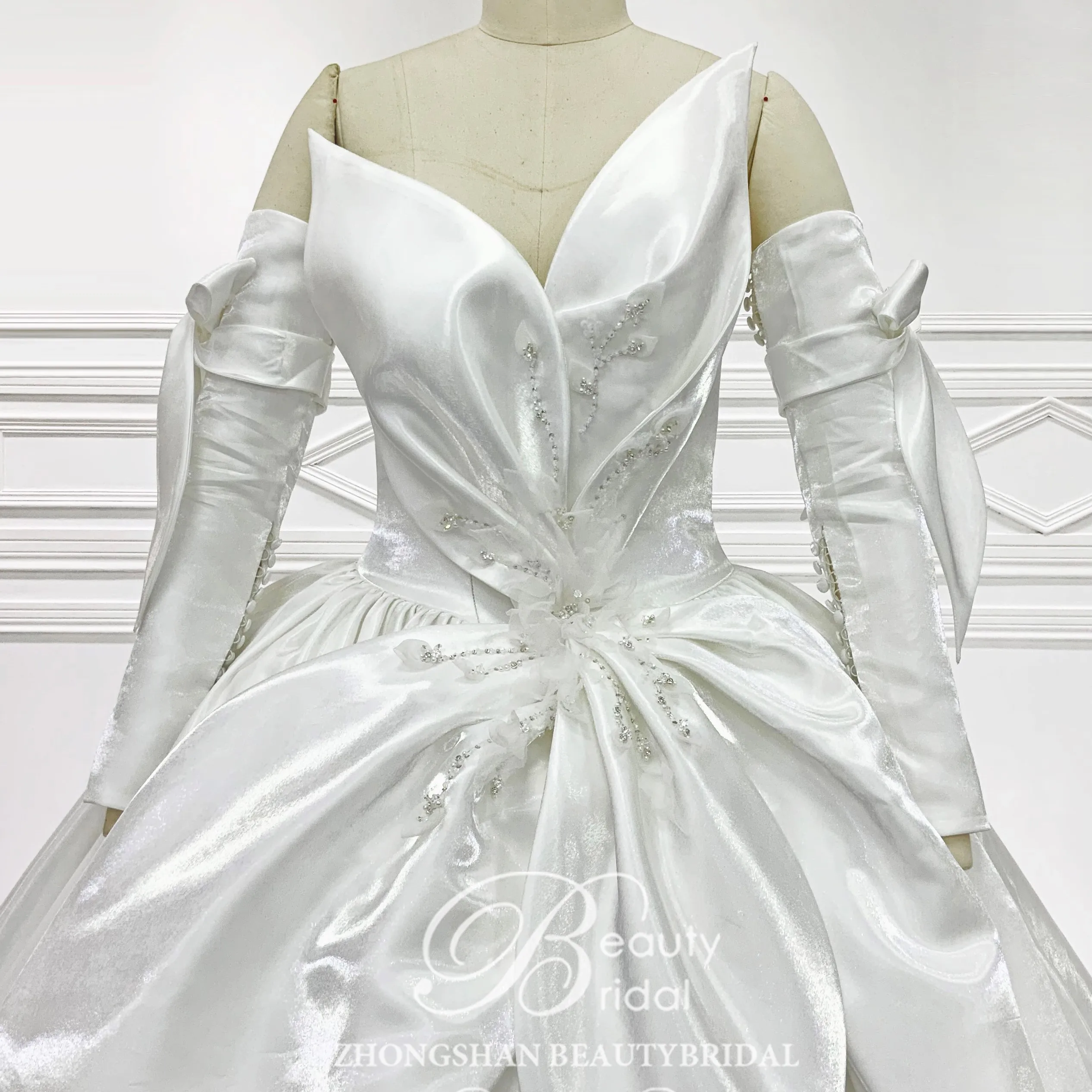 High-end Bridal Fashion Wedding Dresses Mk239 High Quality Shiny Satin ...