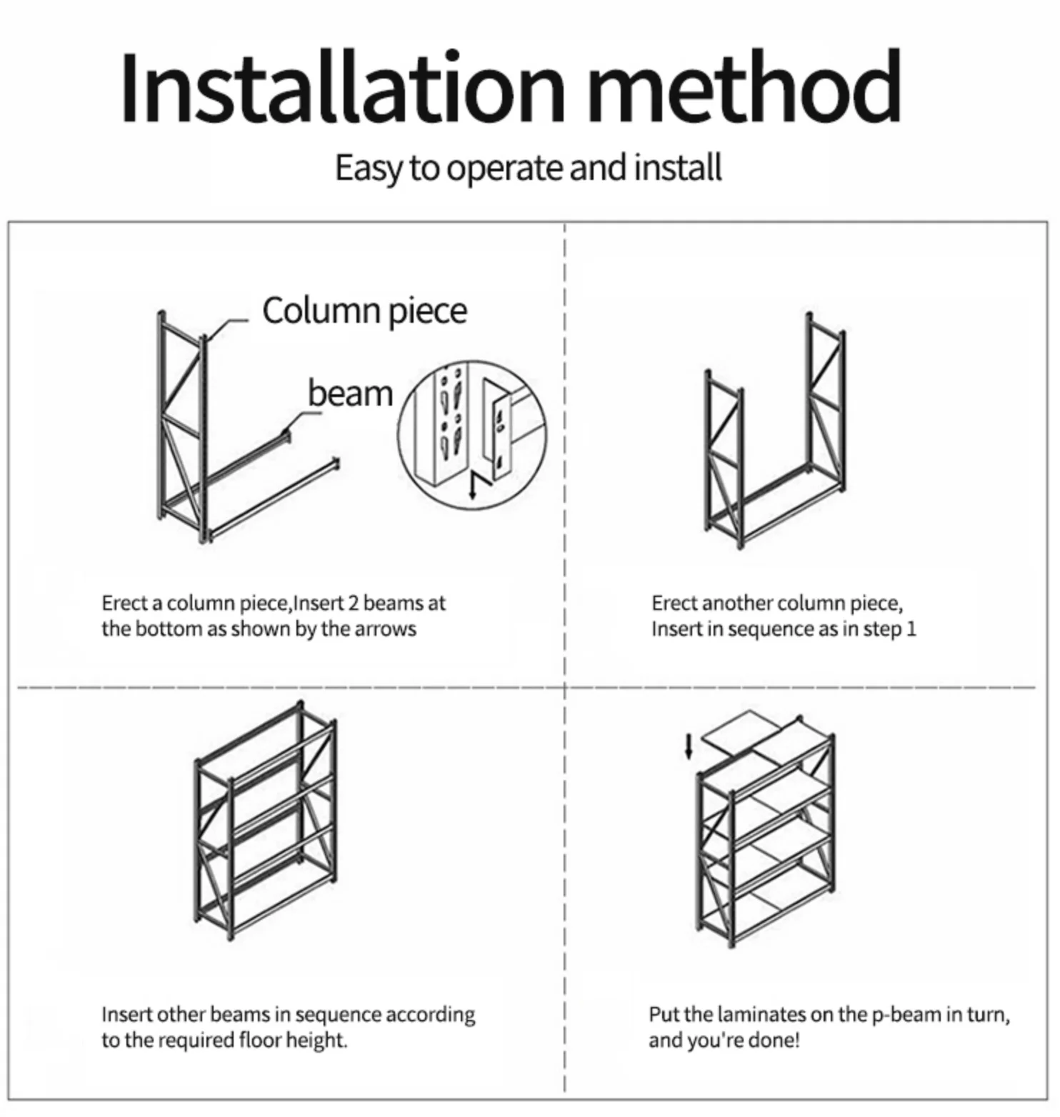 Custom Heavy Duty Shelving 300 Kg Layer Garage Black 4 Tier Warehouse ...