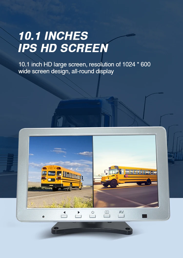10.1 Inch Ips Car Video Lcd Monitor 2ch Video Signal Reverse Image Bus ...