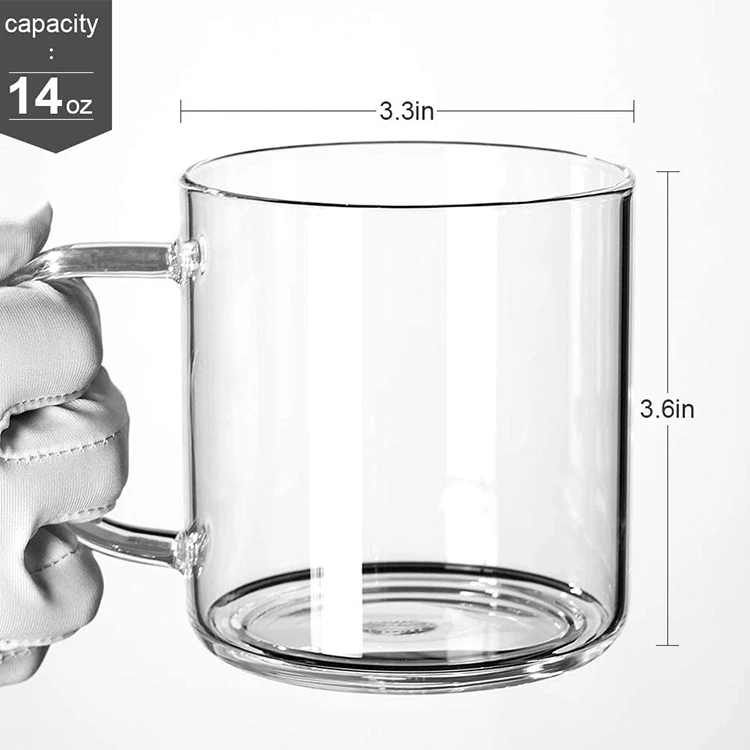 400ml Clear Borosilicate Glass Coffee Mugs Glass Tea Coffee Cups with ...