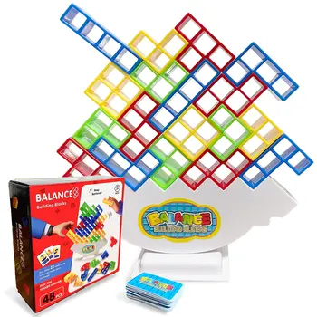 64 Pcs Fun Balance Stacking Building Blocks Board Game Balance Game ...