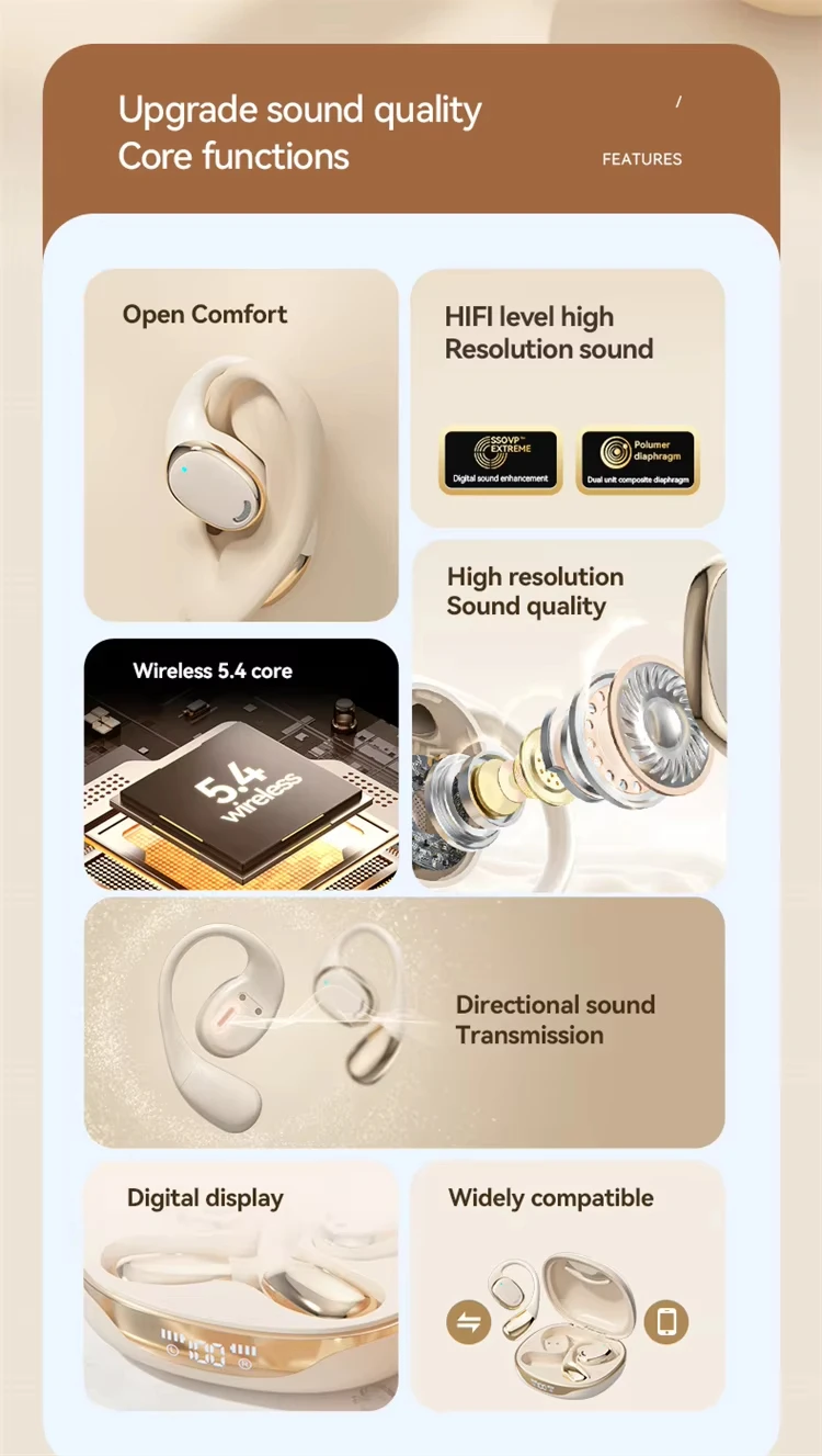 True Wireless M70 OWS Noise Cancellation TWS Headphone HiFi Earphone ...