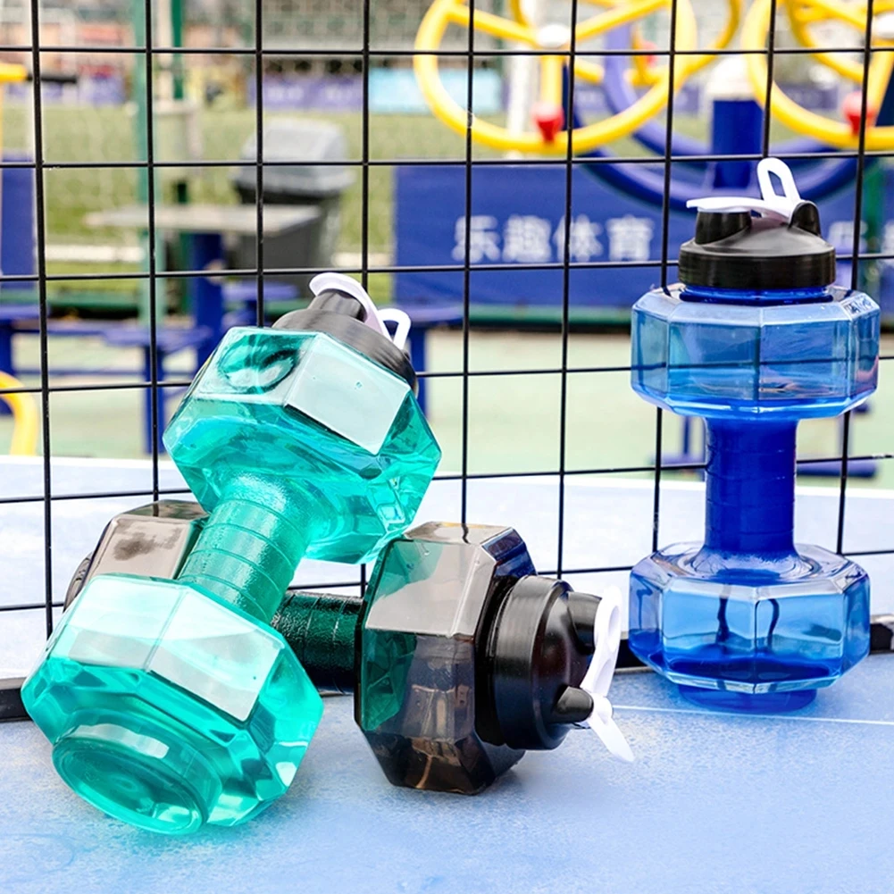 Gym Fitness Dumbbell Shape Water Filled Bottle 2.2l Water Bottle ...