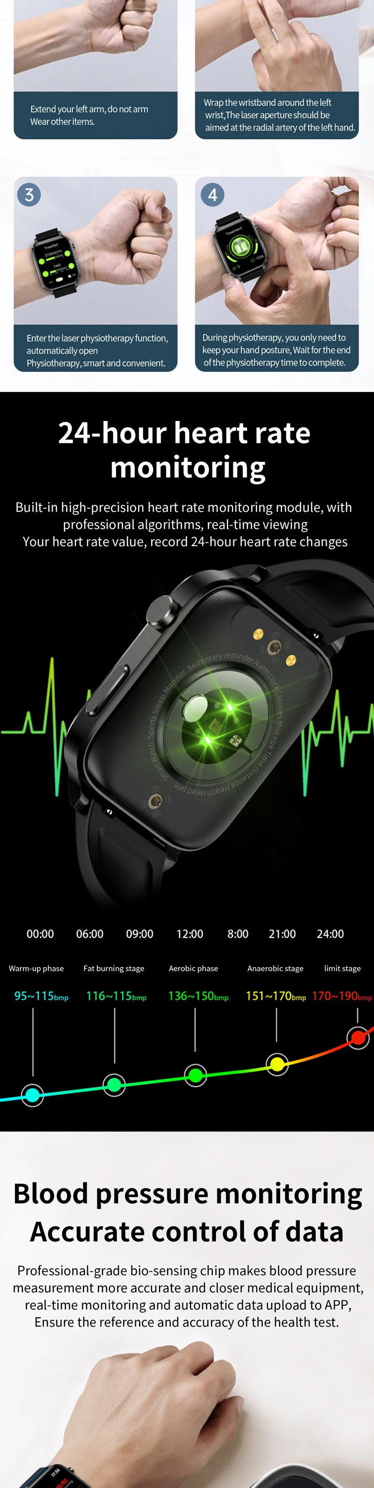 Electronics Digital Blood Sugar Sp02 Heart Rate Temperature Monitor ...