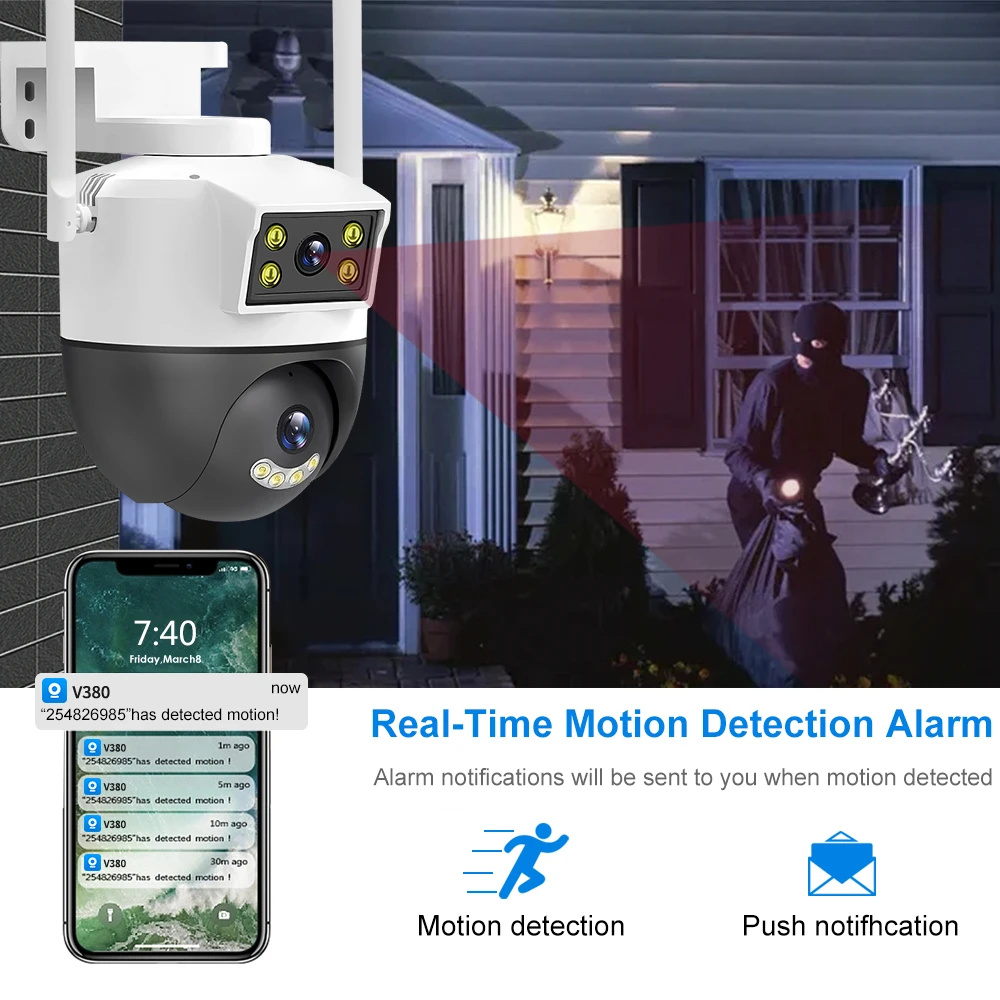 360 Degrees Panoramic Dual-Lens Dual Screen Camera Real Time Motion ...