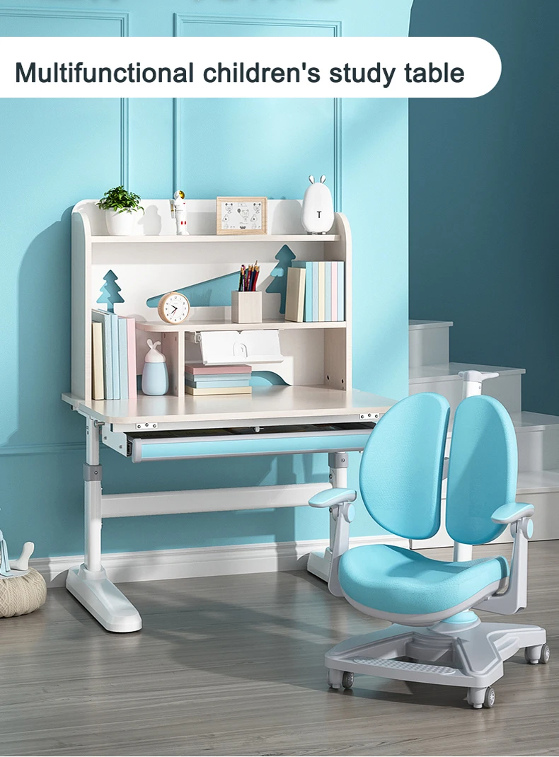 Height Adjustable Ergonomic Wood Children Learning Desk Chair Set With ...