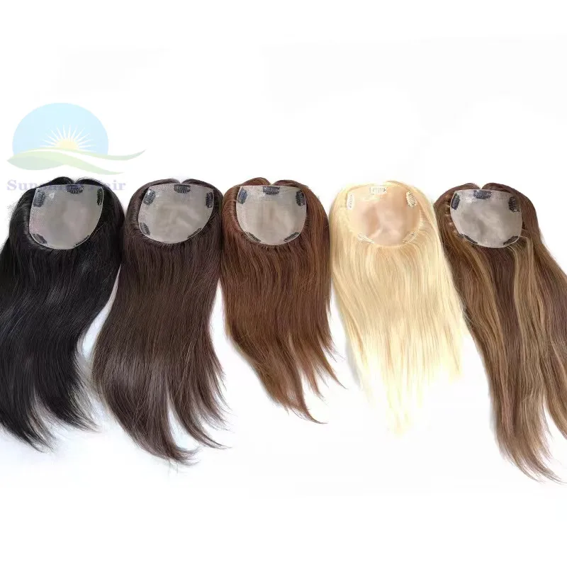 Natural Looking Silk Top Pu Toppers With Clips Black Remy Indian Hair ...