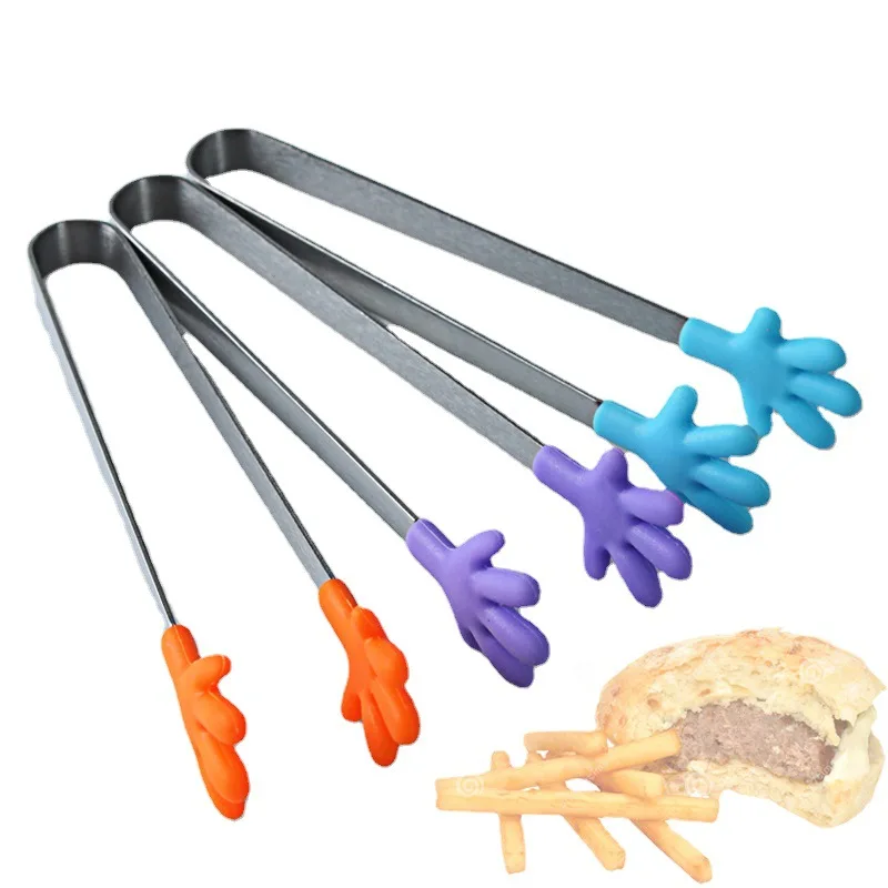 Hand Shape Small Tiny Ice Salad Buffet Barbecue Food Tongs Silicone ...