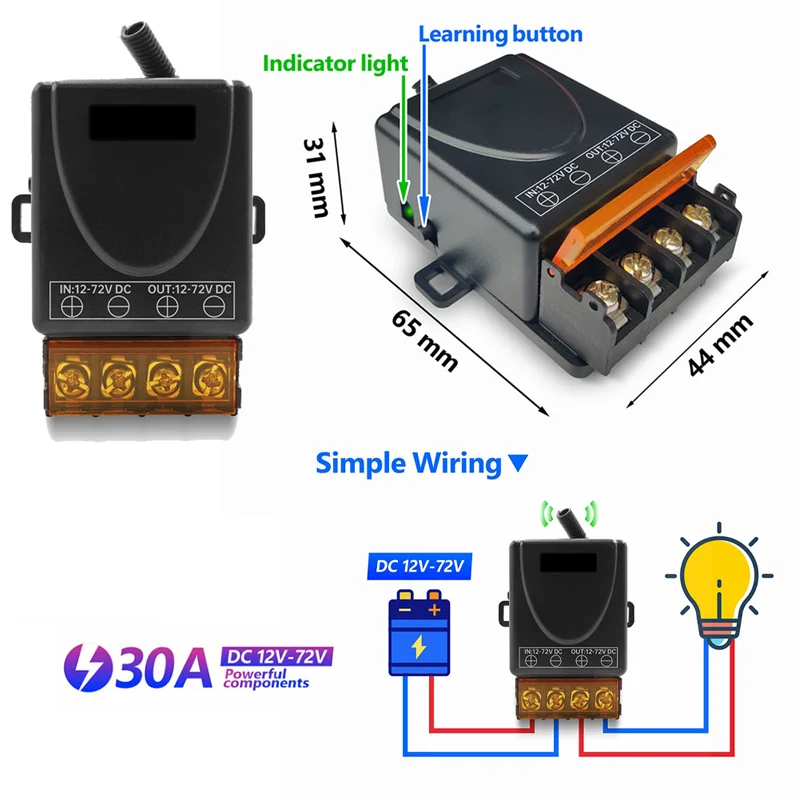 RF 433mhz Remote Control Switch - High Power Relay Module