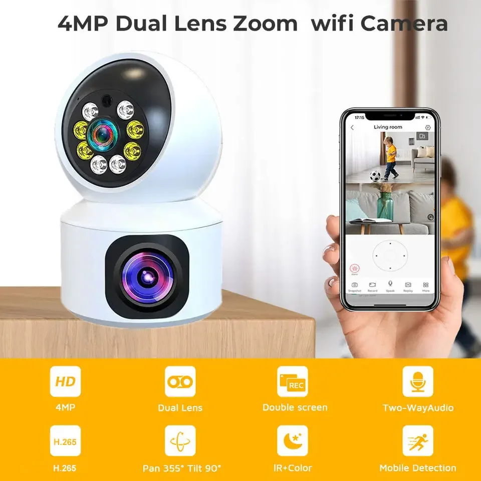 V380 4MP Indoor WiFiDual Lens Ptz Wifi Camera Ptz Dual Lens Bullet ...