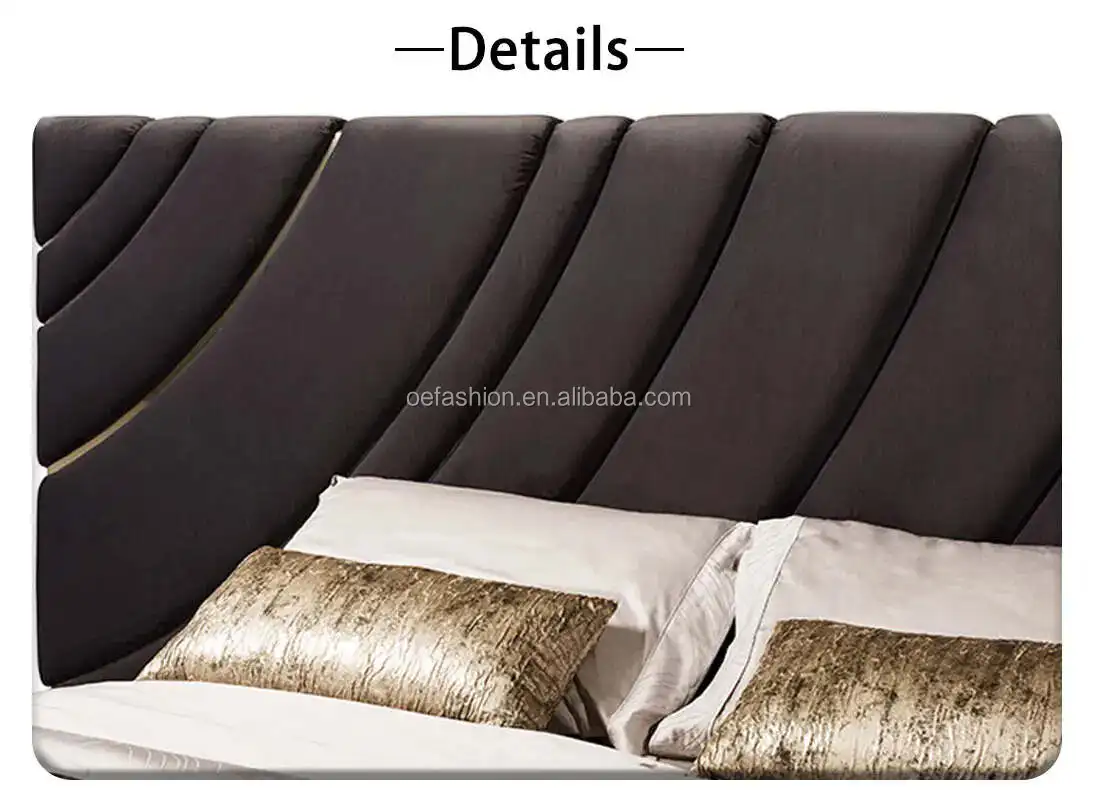 OE-FASHION Master Bedroom Luxury Wooden Upholstered Bed Frame Queen ...