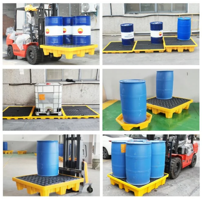 4 Drums Plastic Spill Pallet - Leakproof & Durable