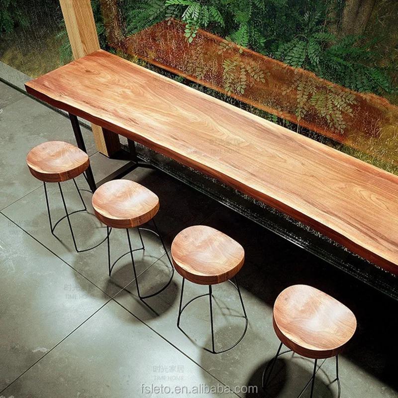 Customized Bar Table - Live Edge Dining with Metal Legs