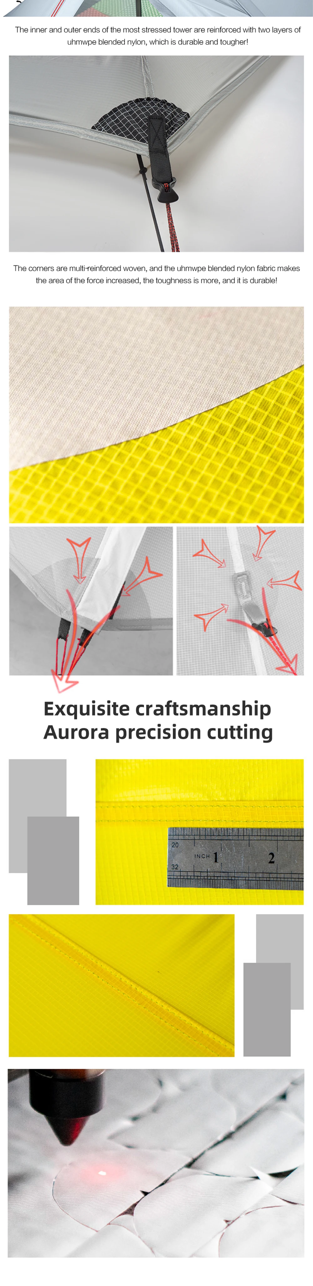 3f 기어 Lanshan 2 프로 초경량 텐트 2 인 3-4 계절 야외 캠핑 전문 20d Silnylon Rodless 텐트 ...