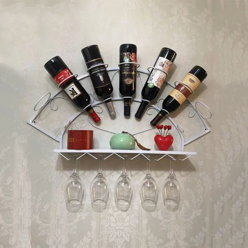 Red Wine Rack Wall Mounted Bar Iron Display Shelf Dining Room Living ...