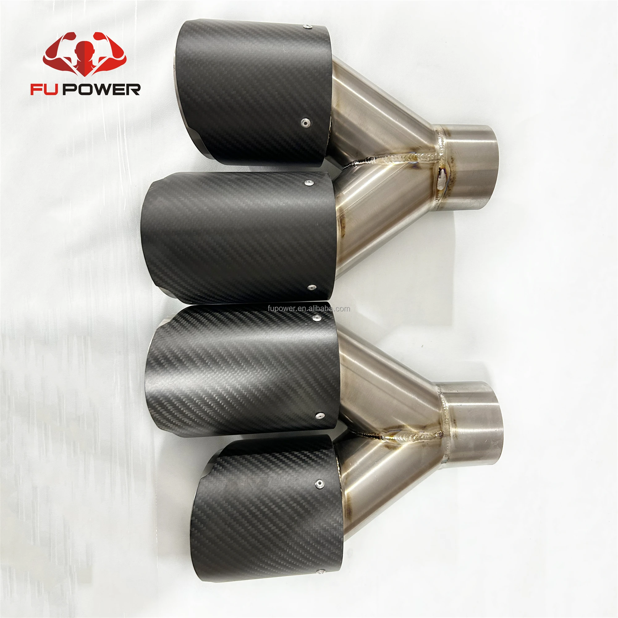 Dual Carbon Fiber + Black Titanium Universal Auto Akrapovic Exhaust Tip ...