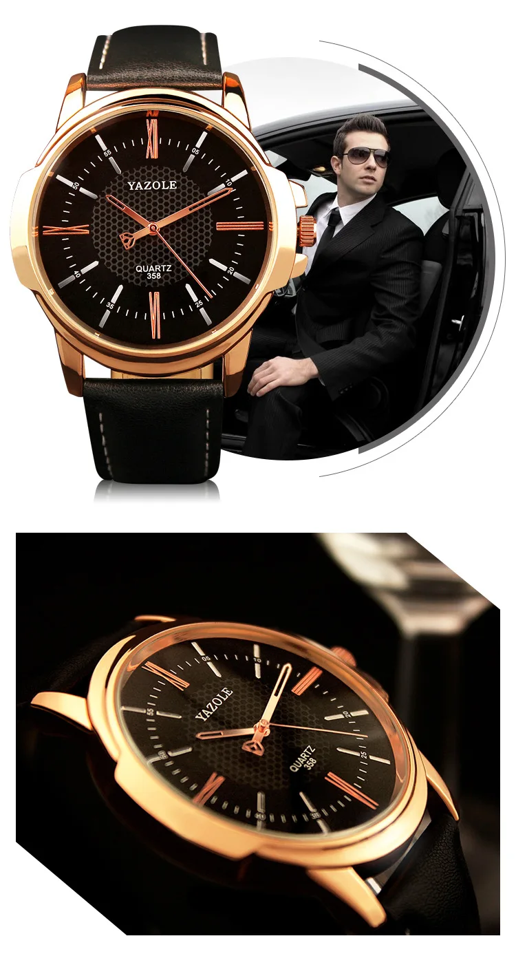 YAZOLE 358 Rose Gold Wrist Watch - Luxury for Men