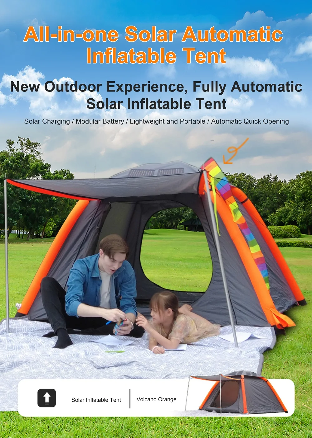 Bushcraft Hiking 4 Person Waterproof Pyramid Solar Charger Automatic ...