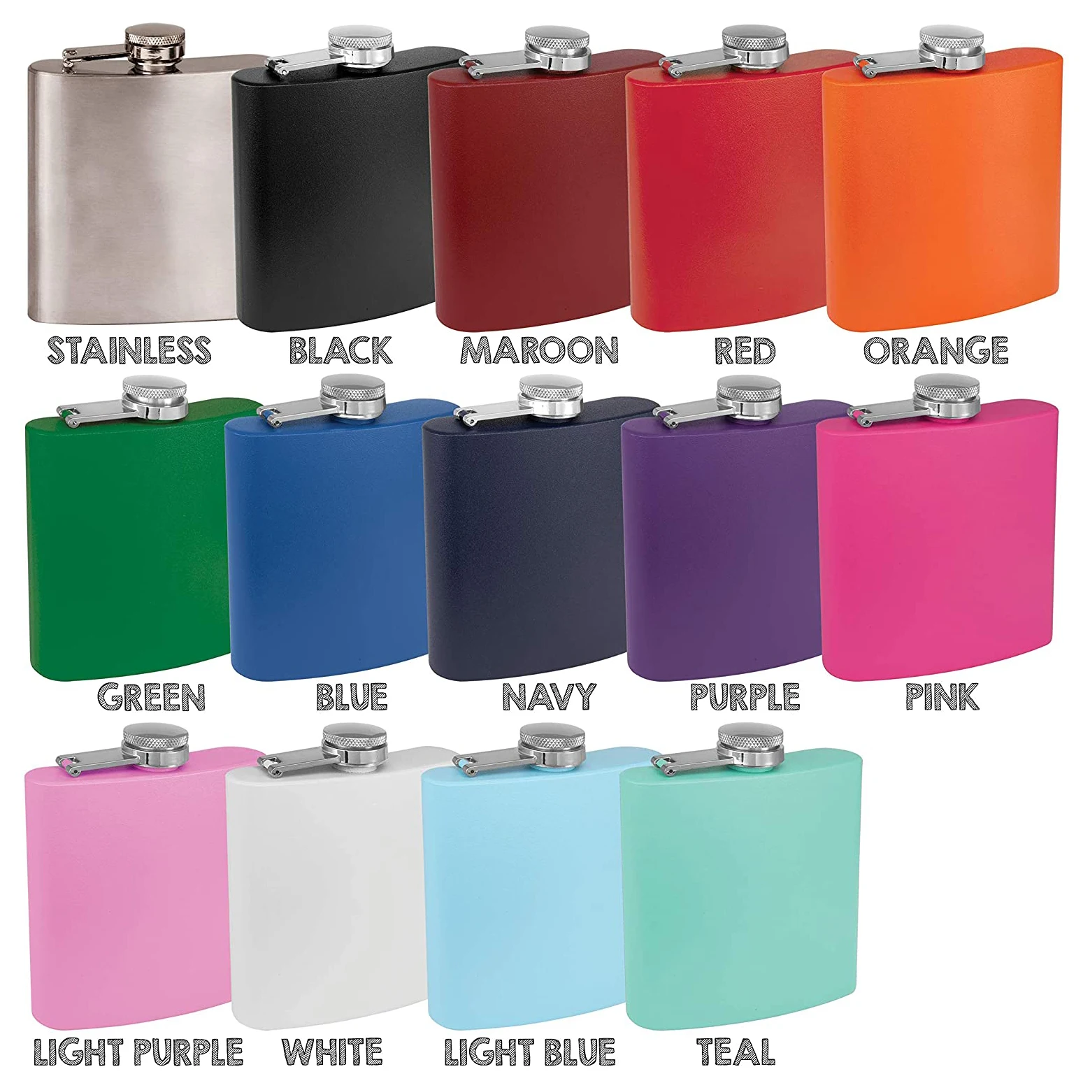 8oz Stainless Steel Matte Black Hip Whiskey Alcohol Flask Custom Metal ...