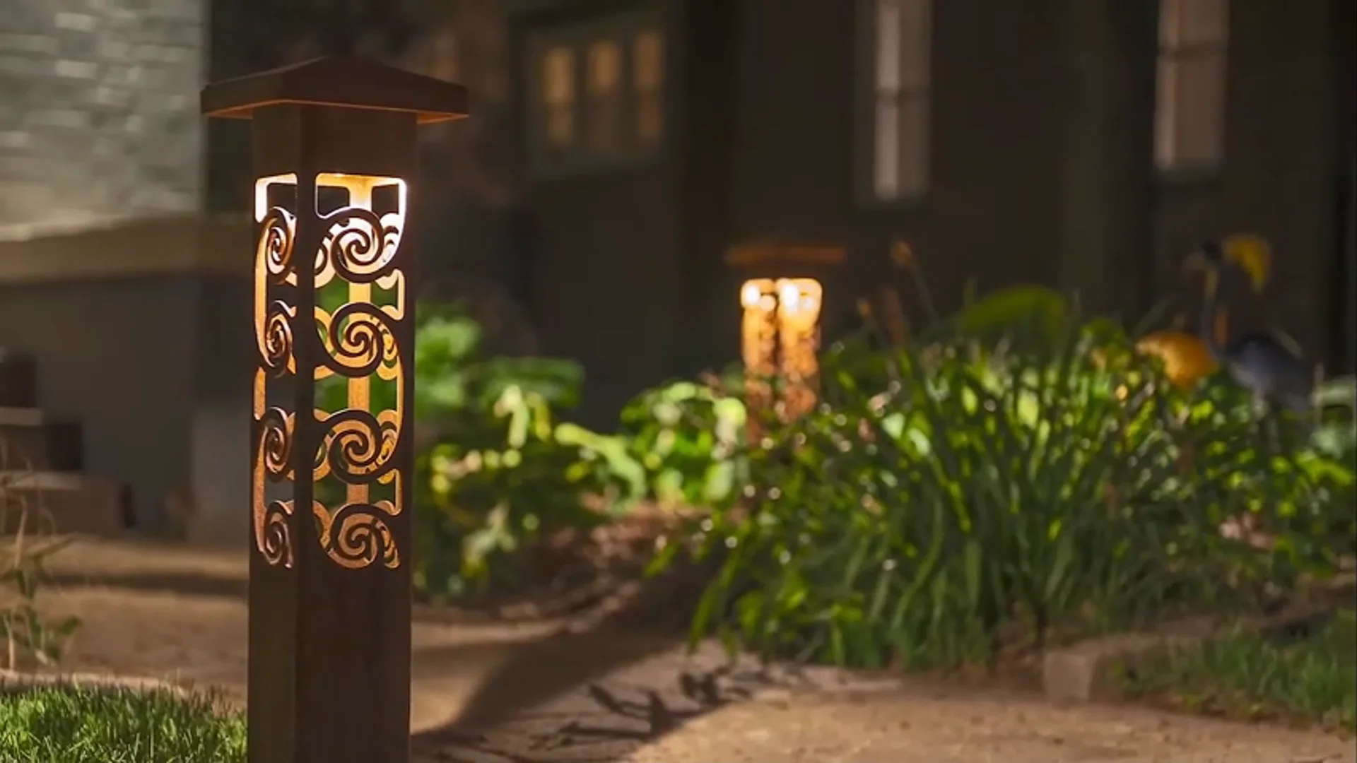 Rusty Metal Garden Street Lamp Bollard Lighting Corten Steel Landscape ...
