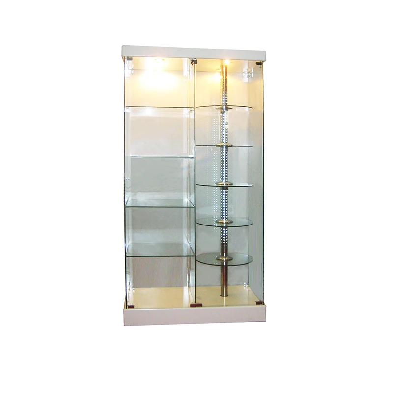 Lockable Aluminum Glass Display Case with Adjustable Shelves