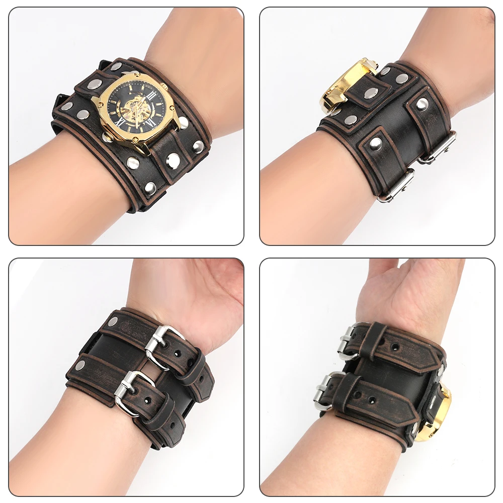 Factory Sell Retro Style First Layer Genuine Leather Bracelet Watch ...