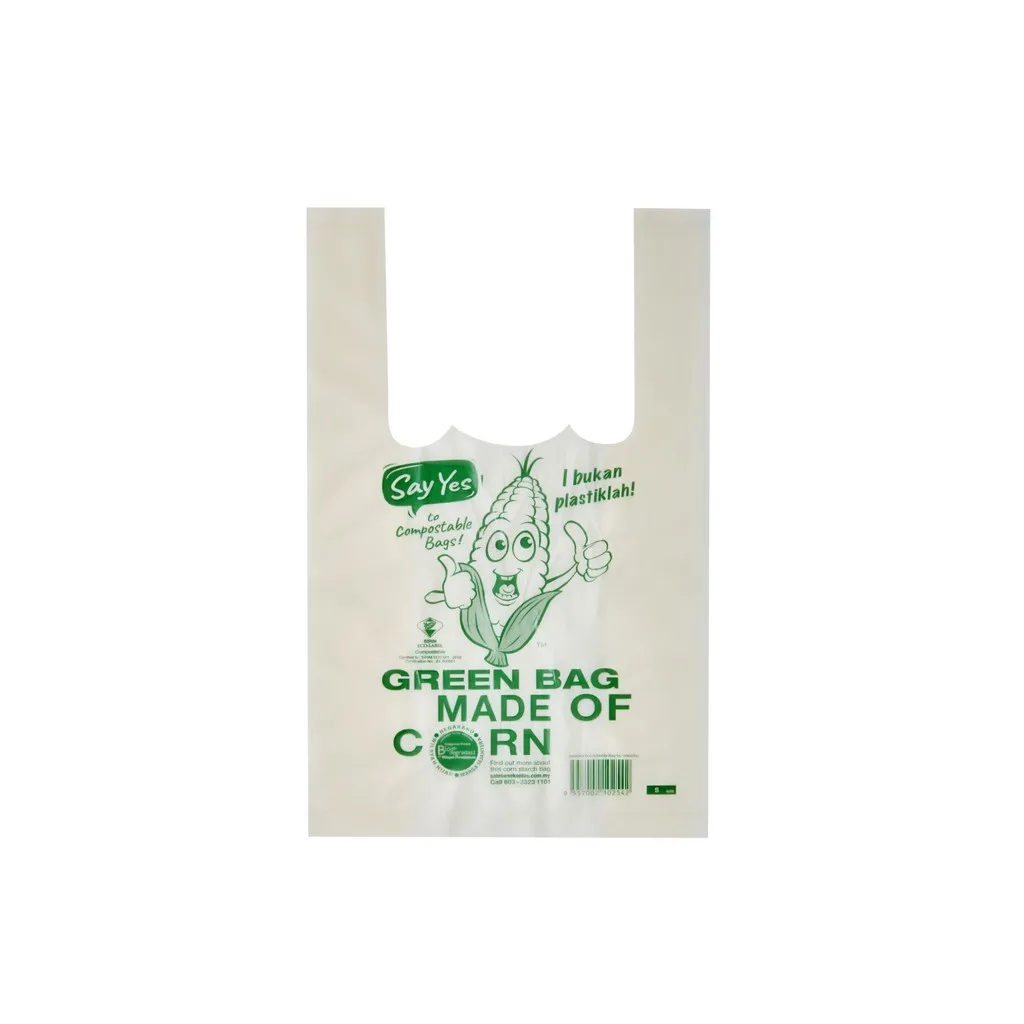 Cornstarch Biodegradable Handle Bags Plastic Shopping Bags With Logo ...