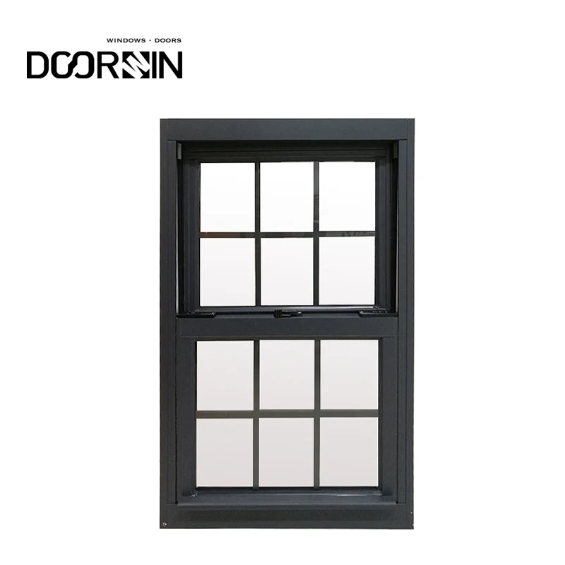 American Style New Design Vertical Sliding Sash Black Color Customizable Thermal Break Aluminum ...