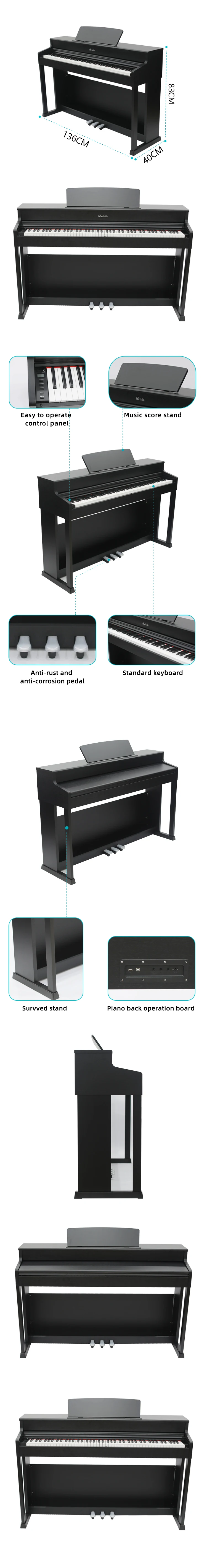 B80 Economic Digital Upright Piano 88-Key Hammer Action Keyboard with 3 ...