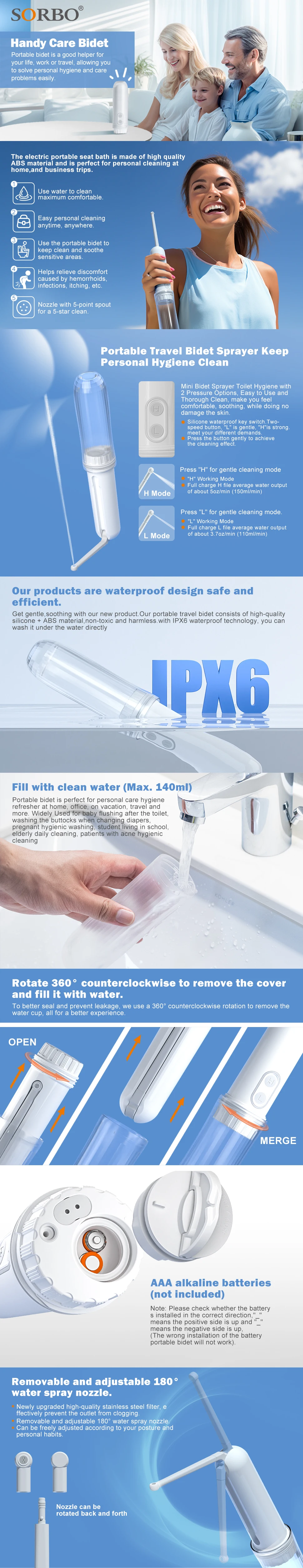 Mini Portable Shattaf Handheld High Pressure Travel Bidet