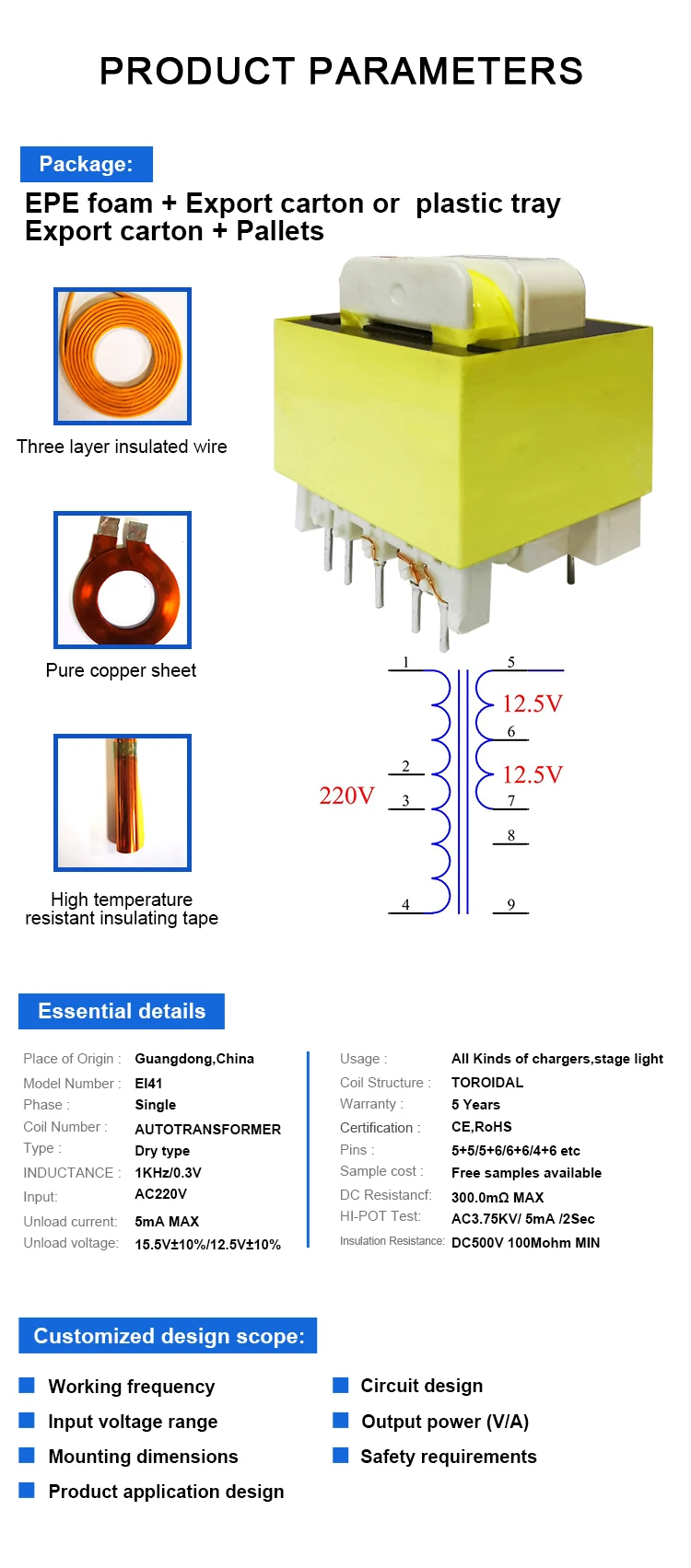 Ei41 Ferrite Core Flyback Transformer Toroidal High Frequency Portable Welding Transformer - Buy ...
