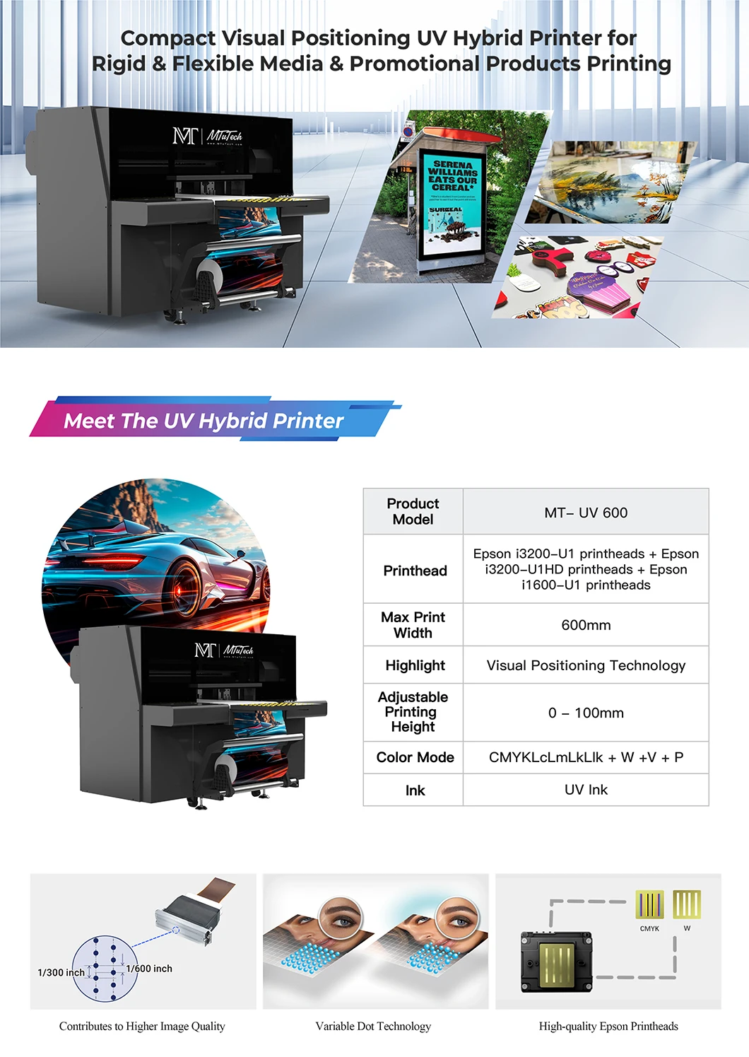 MT Large Format UV Hybrid Printer MT-UV 2000 for Metal Printing