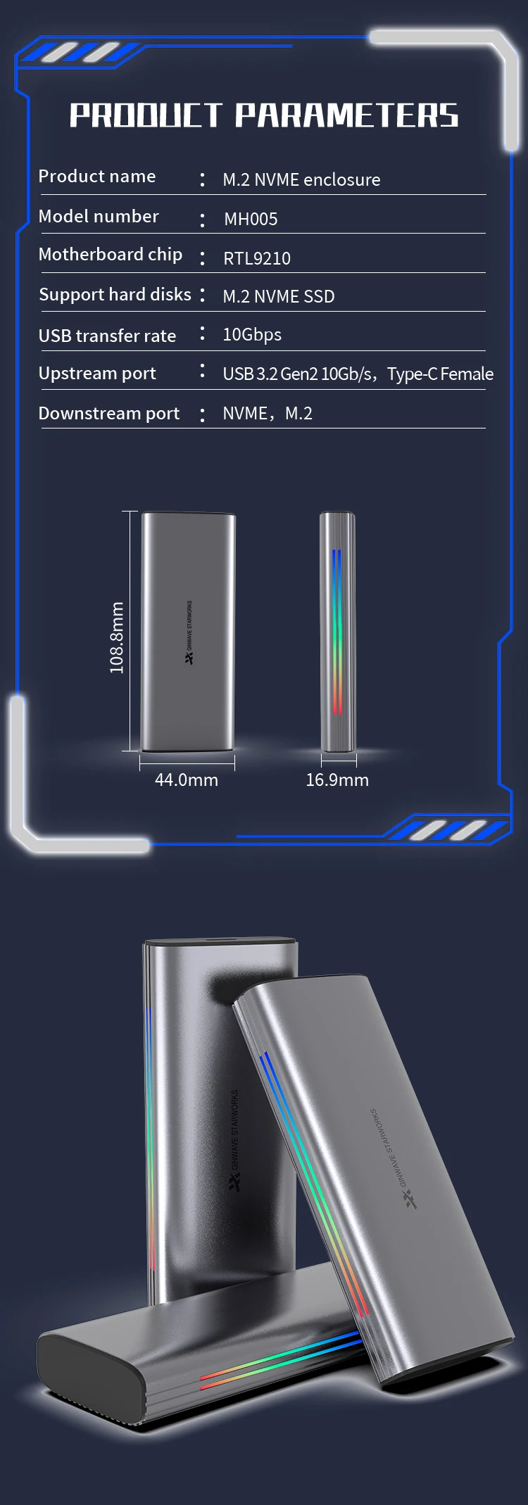 New Series Small Usb Type c M2 Drive Rgb Ssd Nvme 2230 Sata External ...