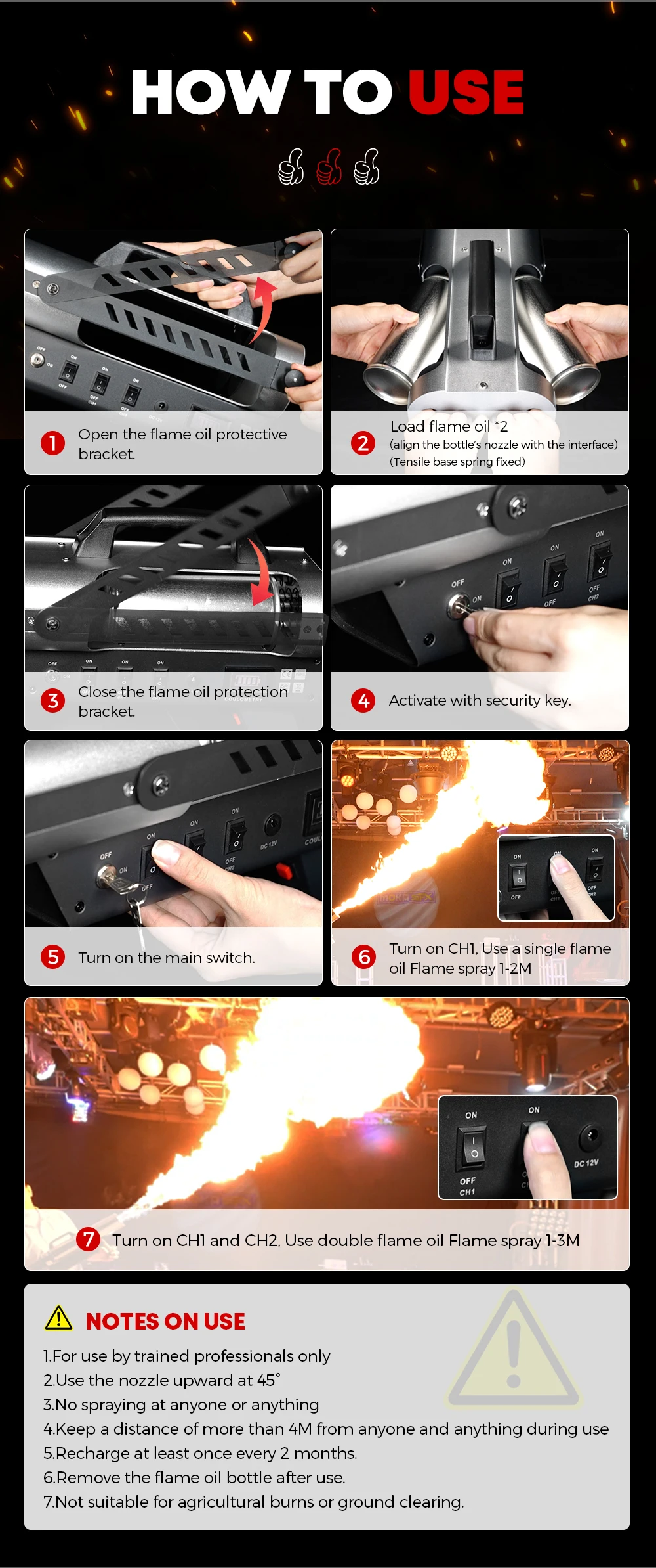 MOKA SFX 1-3m Handheld Battery Fire Thrower for DJ Events - Portable ...