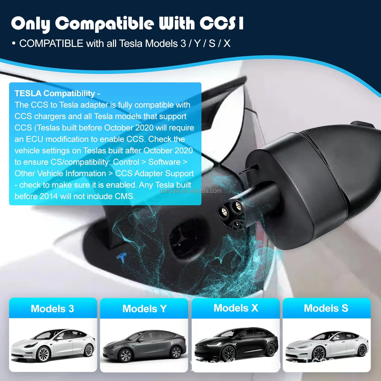 Ccs 1 To Tesla Adapter 250kw Dc Charger Model Y Adapter Ev Accessories ...