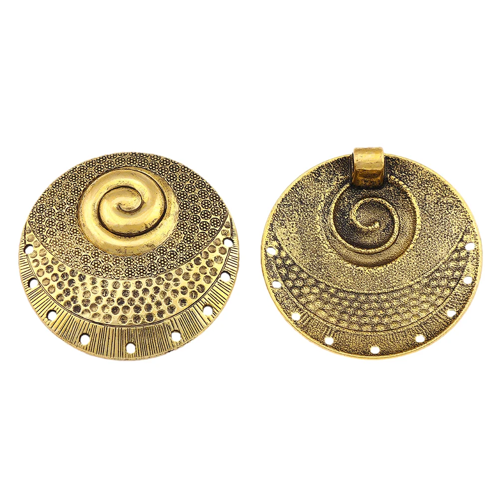 Antique Gold Plated Large Boho Spiral Swirl Connector Round Charms ...