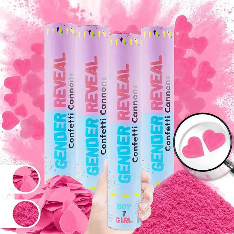 Gender Reveal Heart-shaped Confetti Cannons: Celebratory Powder ...