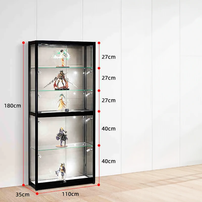 LED Illuminated Lockable Display Showcase - Tempered Glass