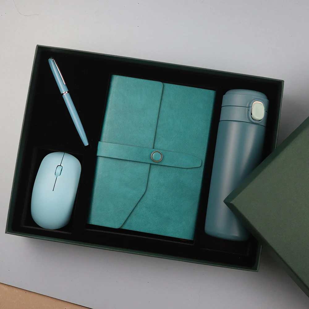 In Stock Print Logo Luxury Light Blue Notebook And Bottle Gift Set ...