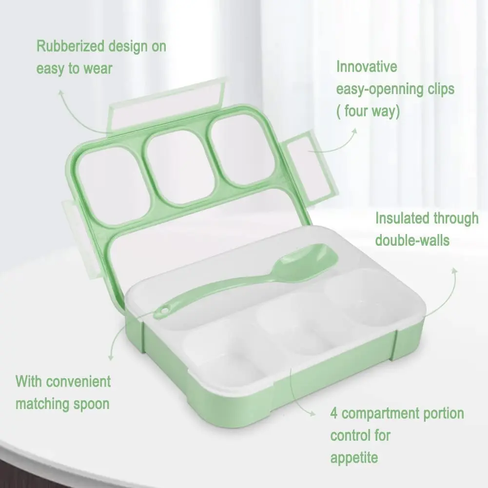 4 Compartment Bento Lunch Box For Kids Lunch Bento Box For Adults With ...