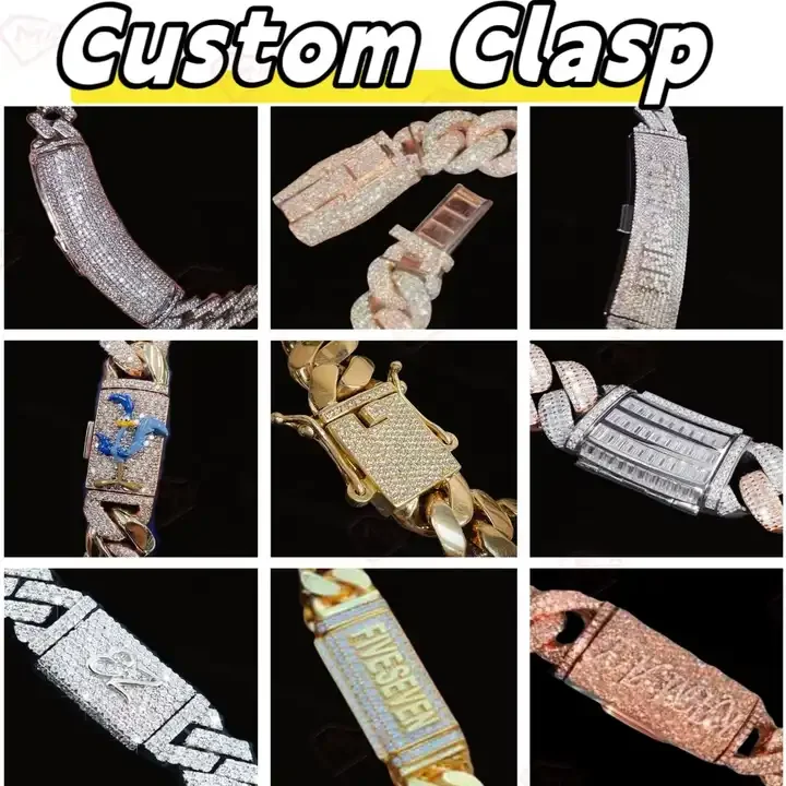 12mm Custom Iced Out Moissanite Cuban Link Chain 925 Sterling Silver ...