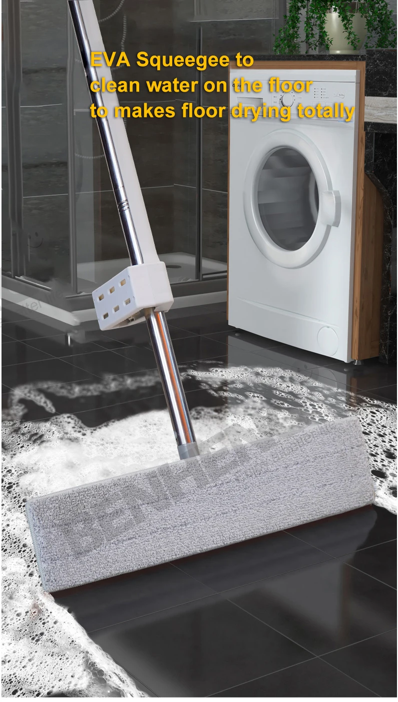 Benheng Handsfree Squeeze Dry Flat Mop With Eva Squeege 50cm Mop Plate ...