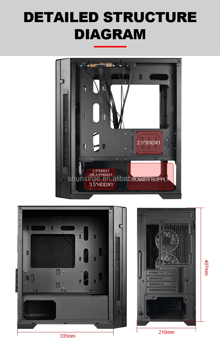 Production Custom Branded Low End Chasis Gaming Computer Casing Rgb Atx ...