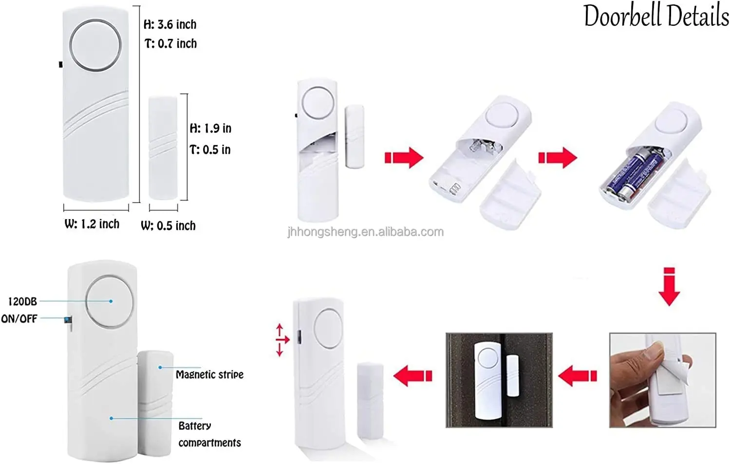 Personal Security System Door Sensor 110db Wireless Window Alarm Anti Theft Scalable Burglar ...