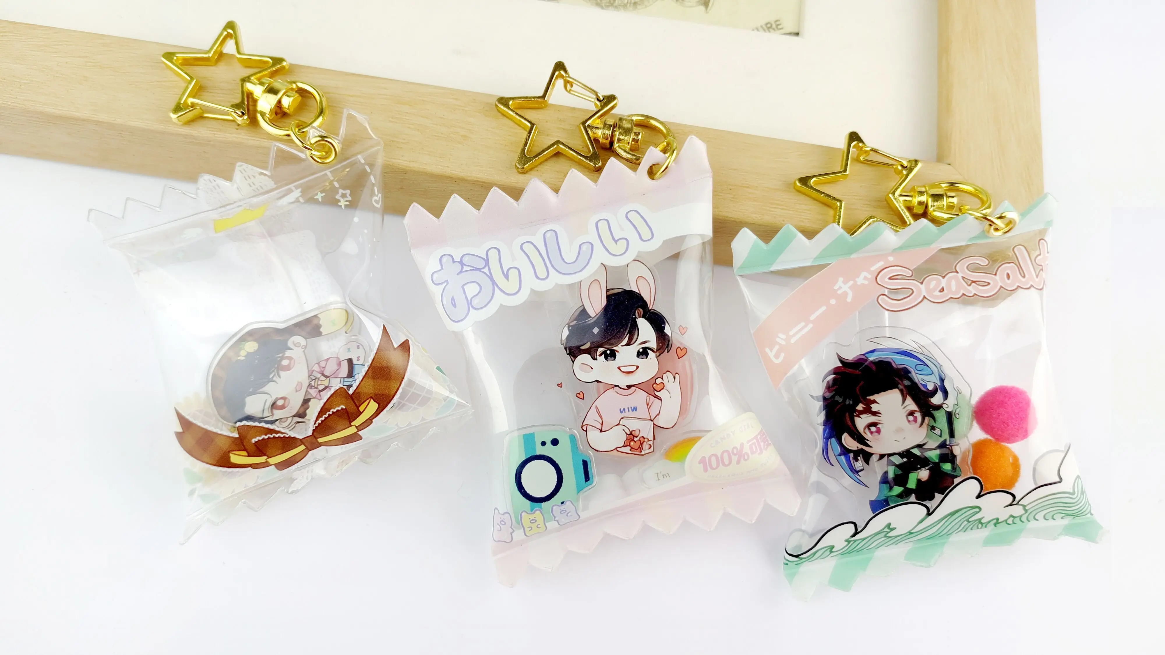 Custom Candy Charm Cute Acrylic Keychain Customized Clear Shaker Candy ...