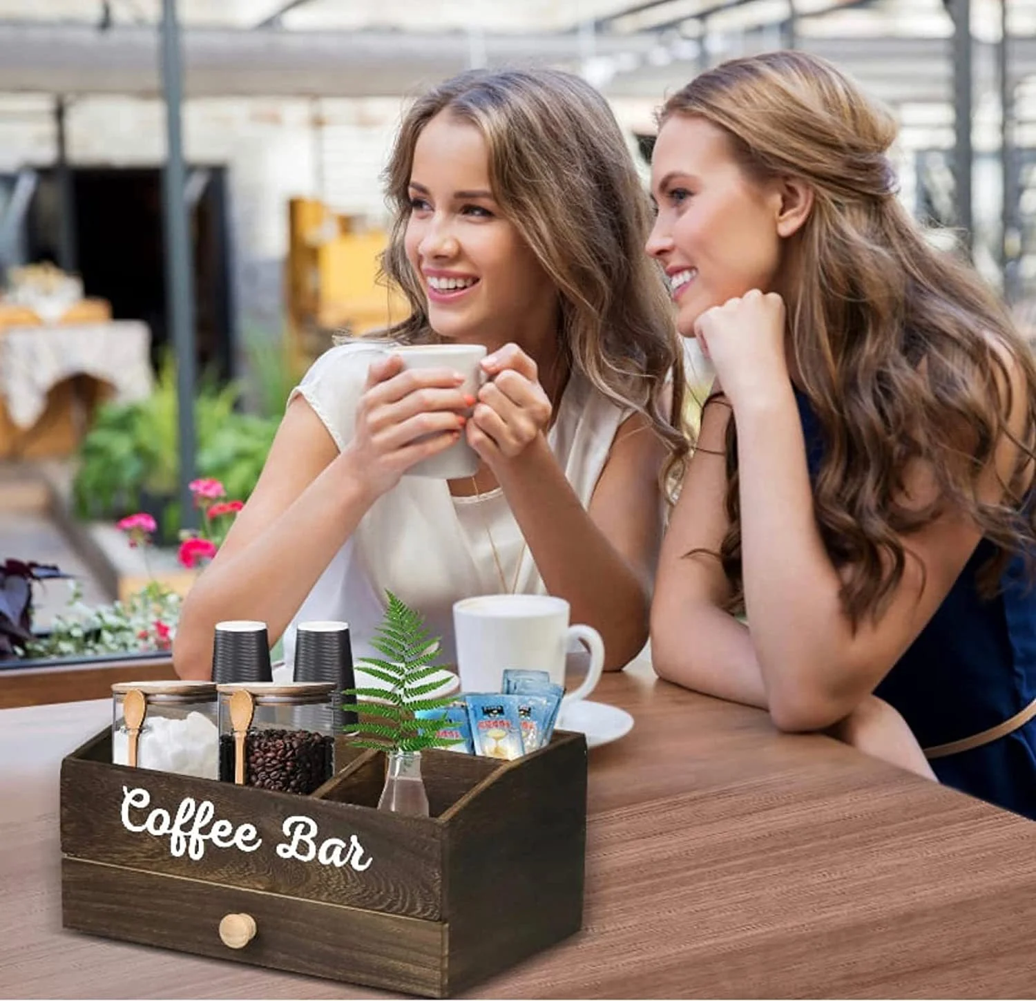 Rustic Style Coffee Station - Organize with Wooden Bar